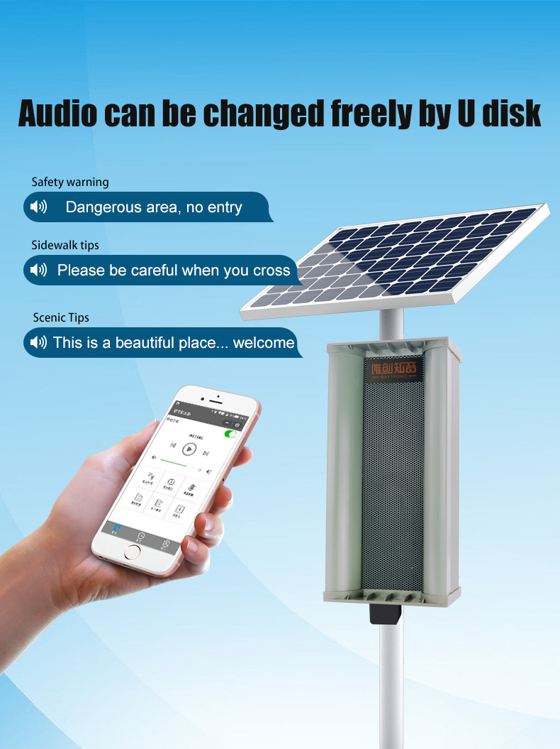 Outdoor Waterproof Solar Pir Motion Sensor Activated Audio Speaker (WT ...